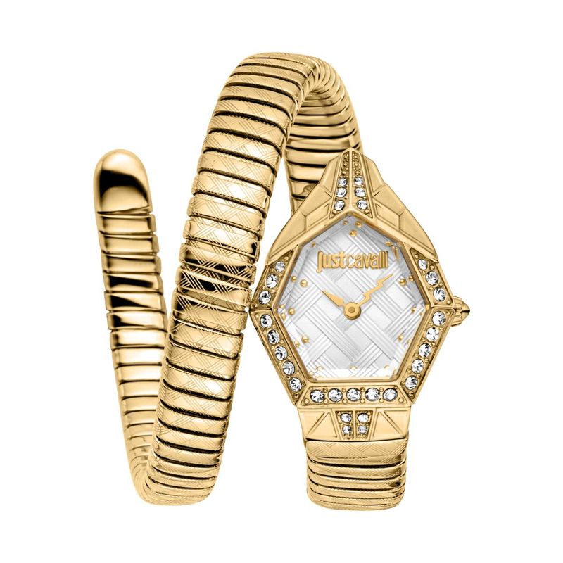 Buy Just Cavalli Women Ornato Snake Silver Hexagonal Dial Analog Watch ...
