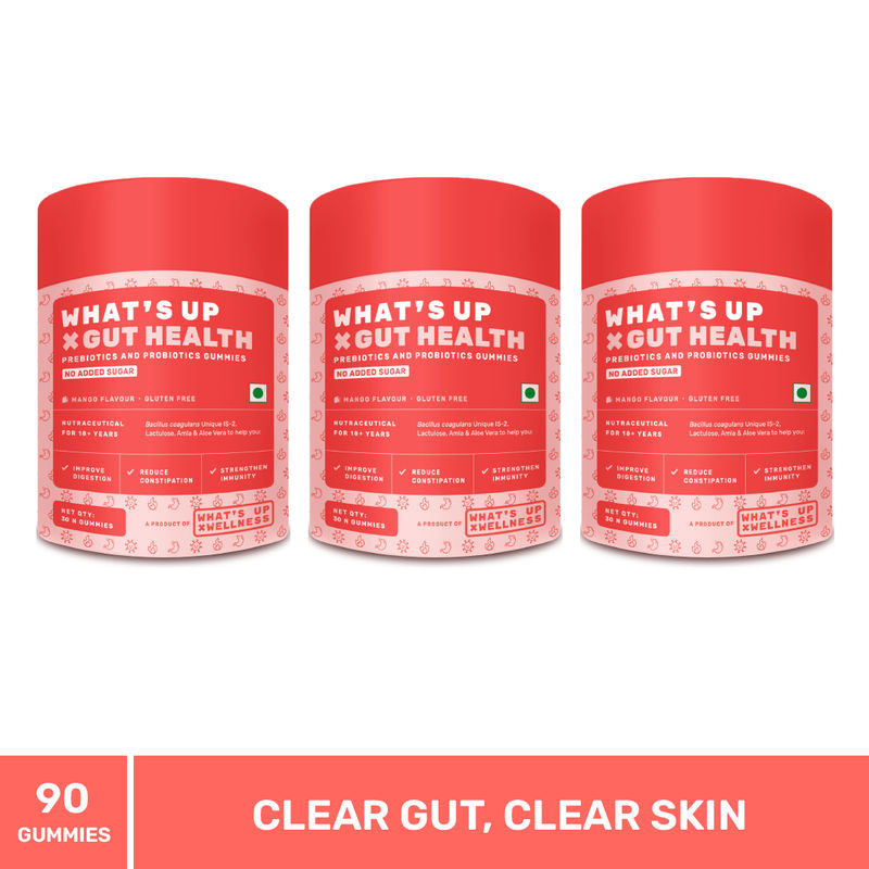 Buy What's Up Wellness Gut Health Prebiotic & Probiotic Gummies - Mango ...