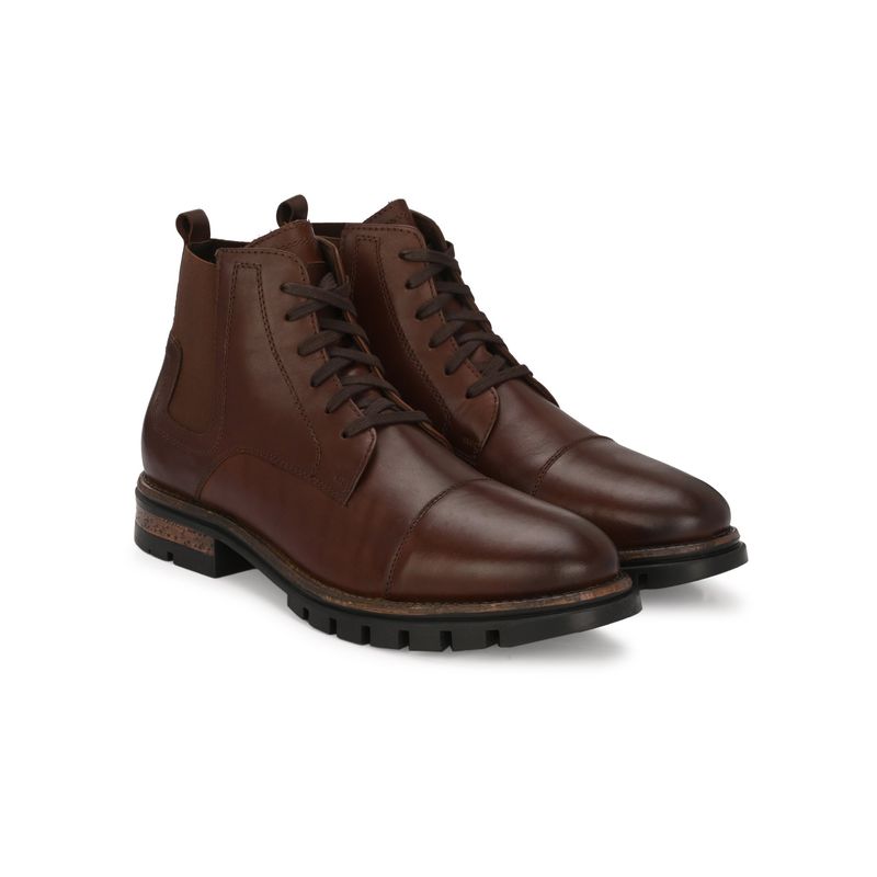 Buy Delize Mens Brown Derby Leather Boots Online
