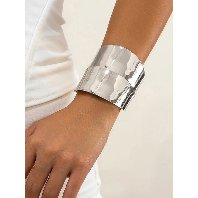 Buy Jewels Galaxy Women Silver-Plated Bangle-Style Cuff Online