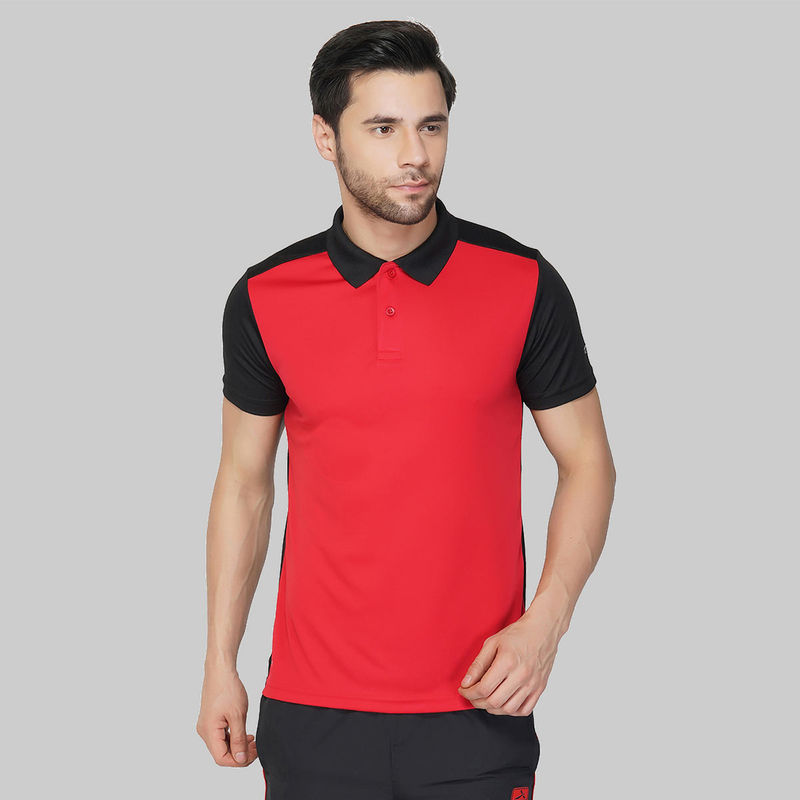 Buy Vector X Red Polyester Regular Fit Sports Polo T-shirt For Men Online