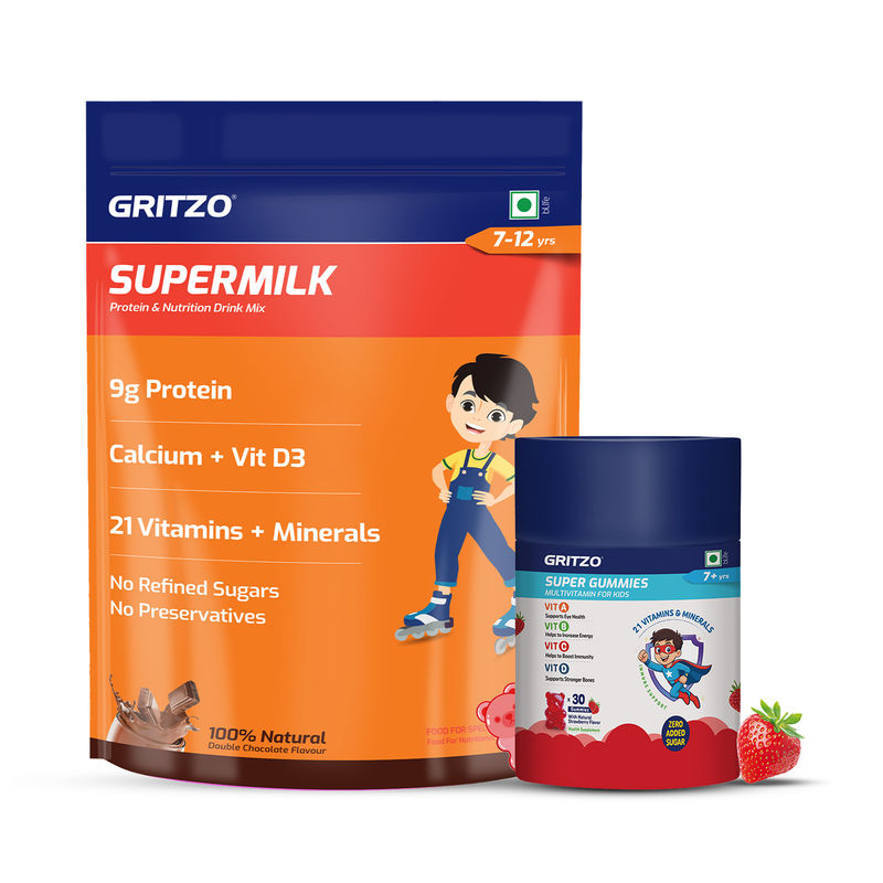 Buy Gritzo SuperMilk 8-12yrs Daily Nutrition Double Chocolate & Super ...