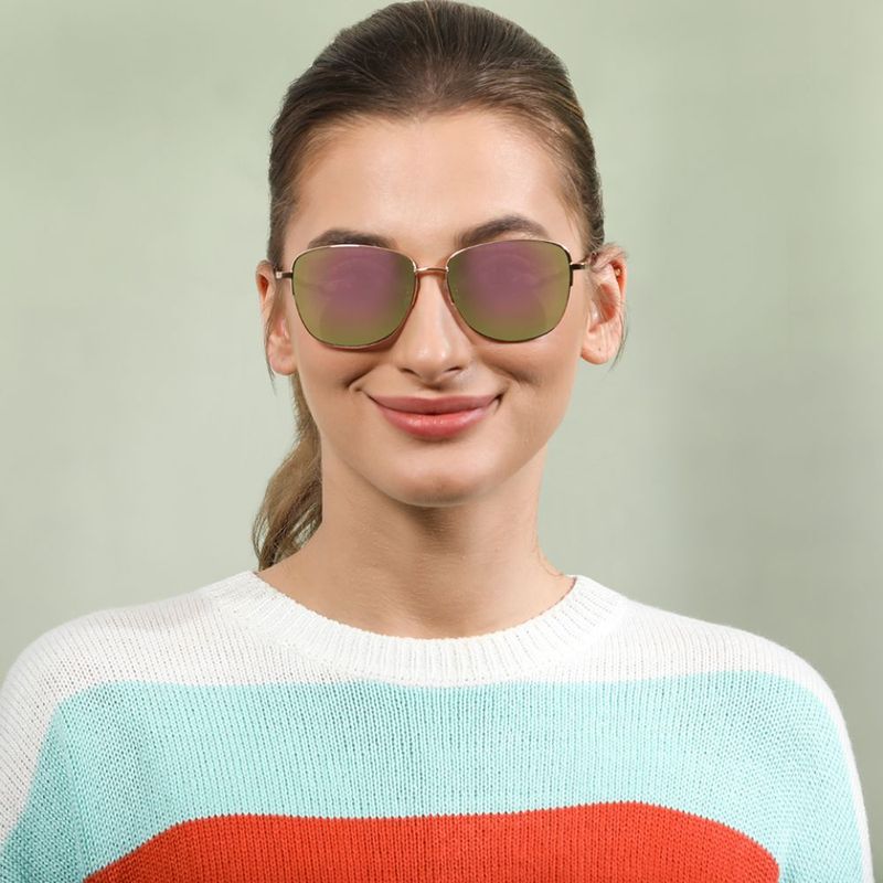 Buy Vincent Chase Gold Pink Large Size Square Shape Half Rim Unisex UV ...