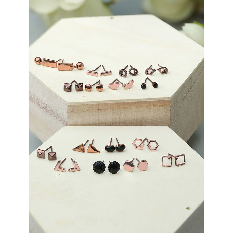 Buy PRITA Metallic Stud Earrings (Set of 16) Online