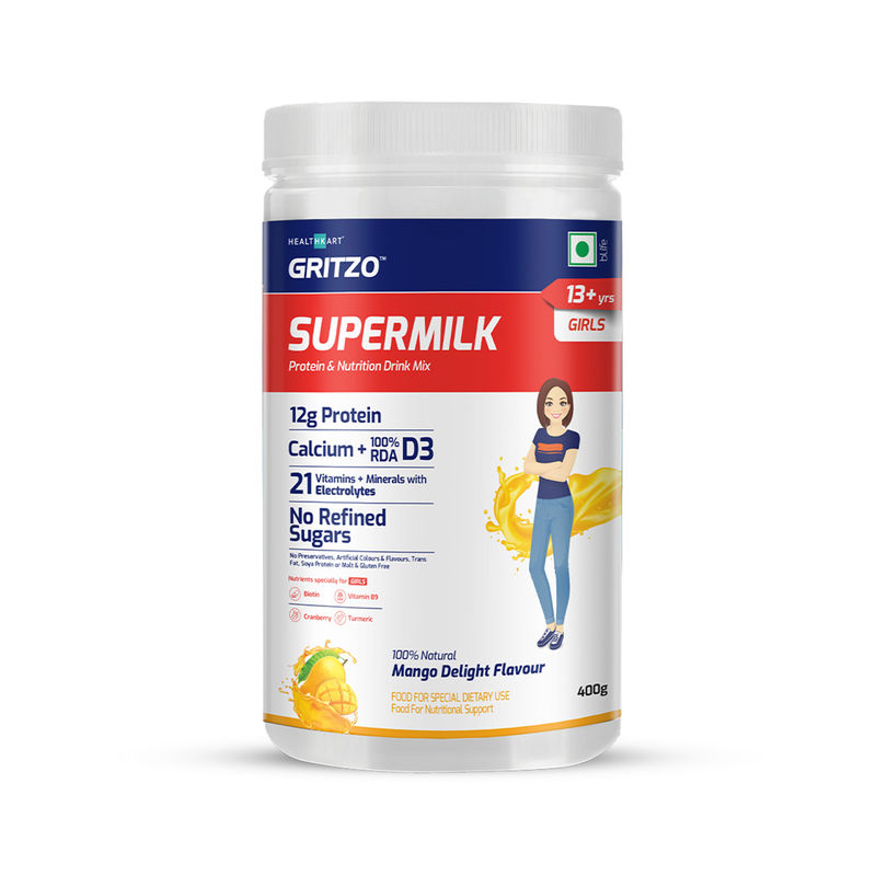 Gritzo Supermilk High Protein for 13+yrs Girls - Mango Delight: Buy ...