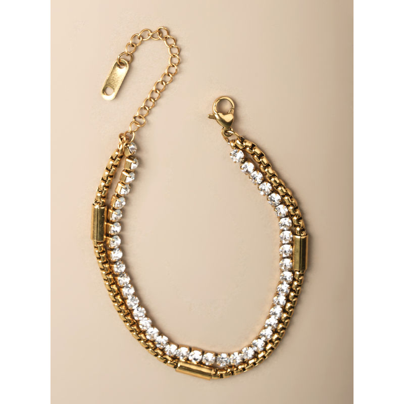 Buy Palmonas Golden Glamour Double Layered White Stone Bracelet Online