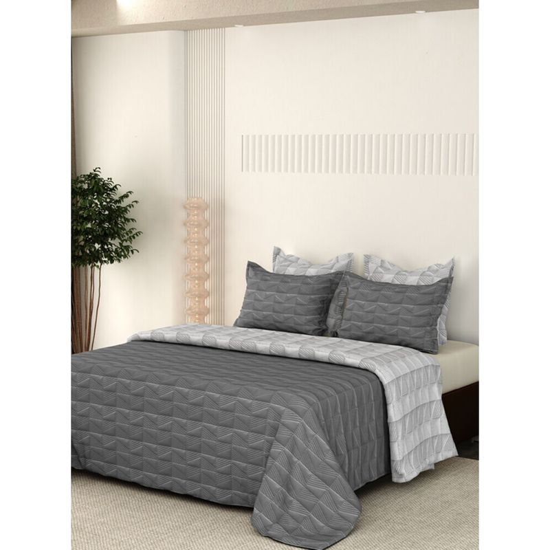 Buy LABHAM Premium 300Gsm Pure Cotton Solid Color (King) Size Bed Cover Grey Online