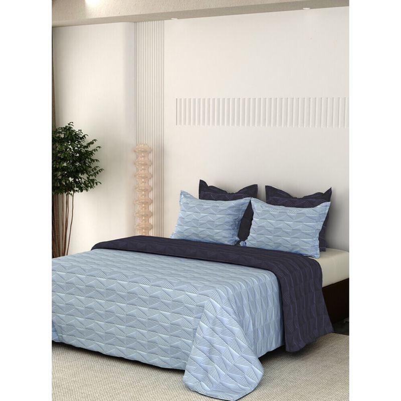 Buy LABHAM Premium 300Gsm Pure Cotton Solid Color (King) Size Bed Cover Blue Online