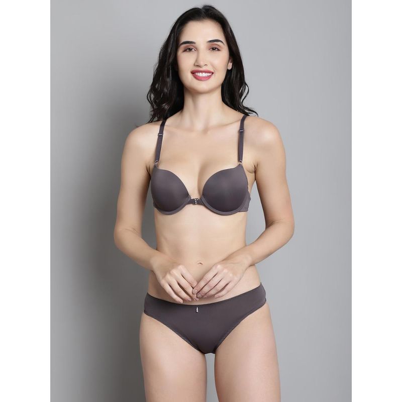 Buy Makclan Grey Fashion Meets Function Lace Lingerie Bra and Panty (Set of 2) Online