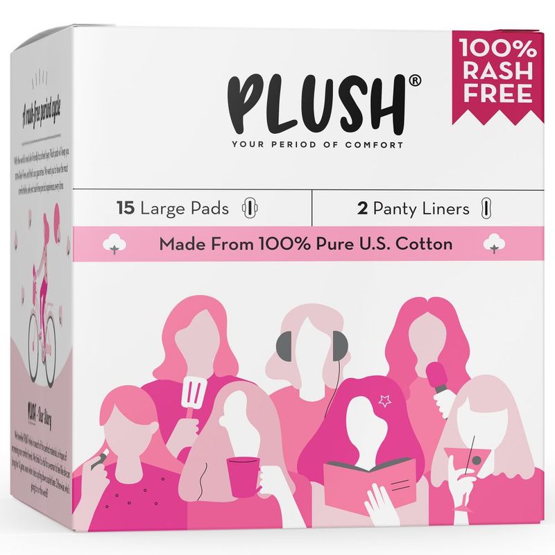 Buy Plush 100% Pure U.S.Cotton Ultra Thin Sanitary Pads |15L Pads Online