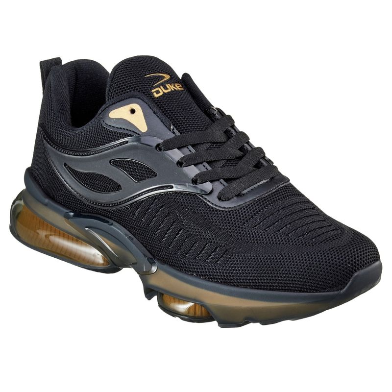 Buy Duke Solid/plain Black Sports Shoes Online
