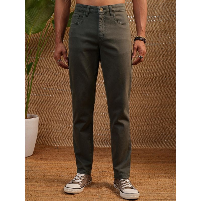 Buy LOCOMOTIVE Men Forest Night Mid Rise Regular Fit Ankle Length ...