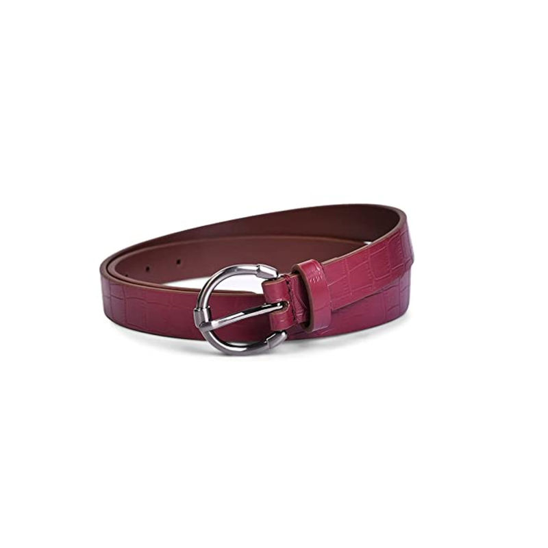 Buy BELWABA Vegan Leather Maroon Womens Belt Online
