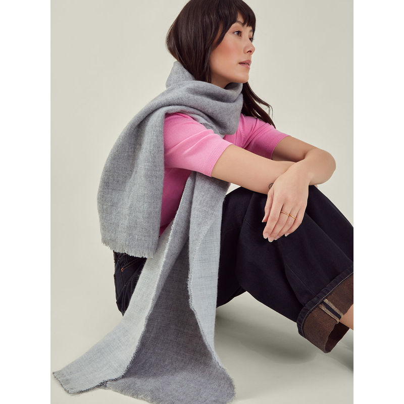 Buy Accessorize London Grey Colorblock Synthetic Scarf Online