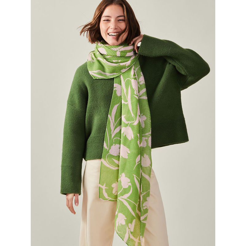 Buy Accessorize London Green Floral Polyester Scarf Online