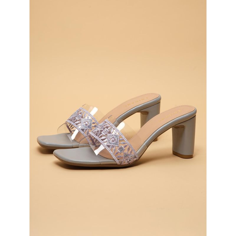 Buy Eridani Diti Grey Festive Sandal Heels Online