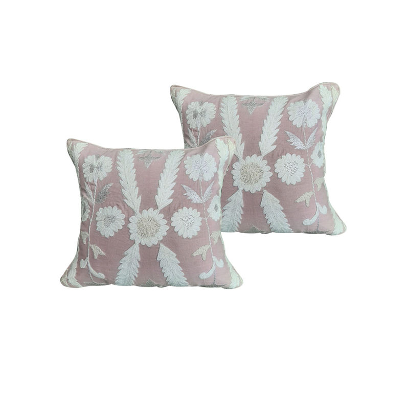 Buy SHADES OF LIFE Cotton Decorative Beige Cushion Covers (Emb 16 x 16 ...