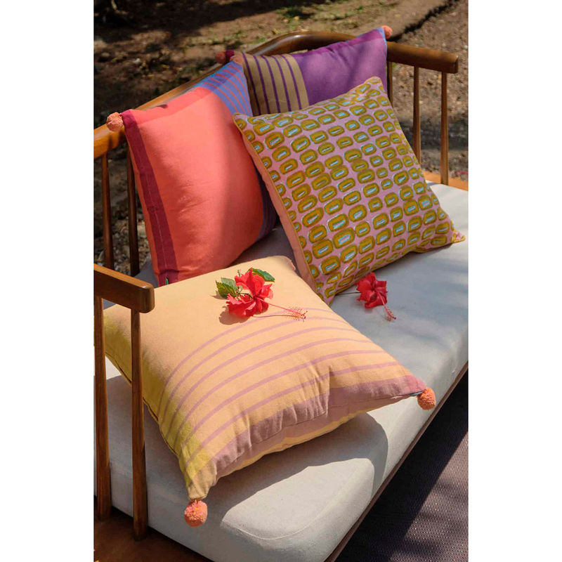 Buy Freedom Tree Vengala Recycled Cotton Yarn Green And Orange Cushion ...