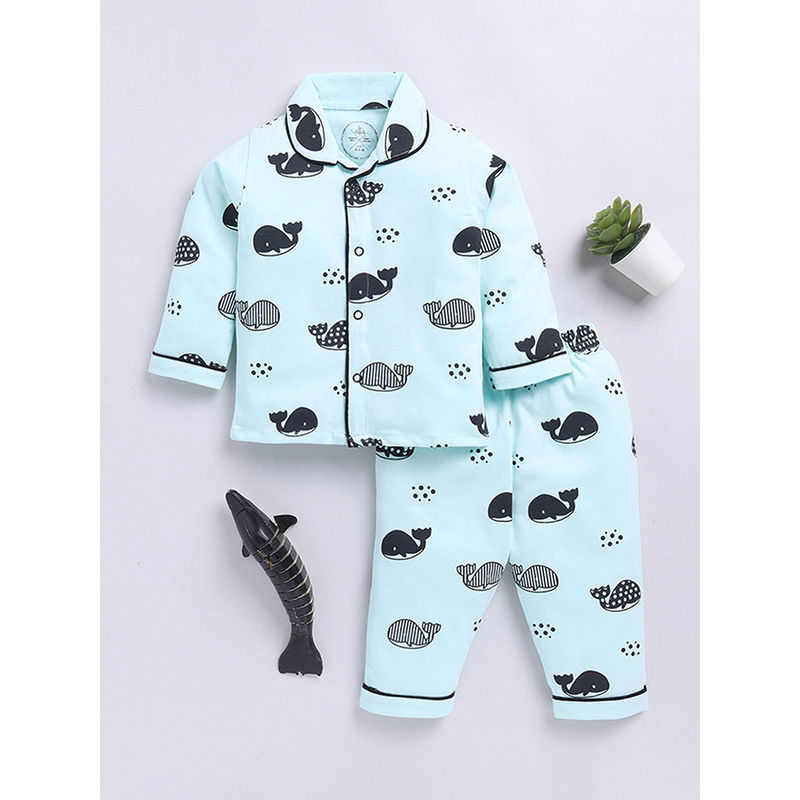Buy Hopscotch 2-Piece Fish Print Pure Cotton Shirt and Pajama Online