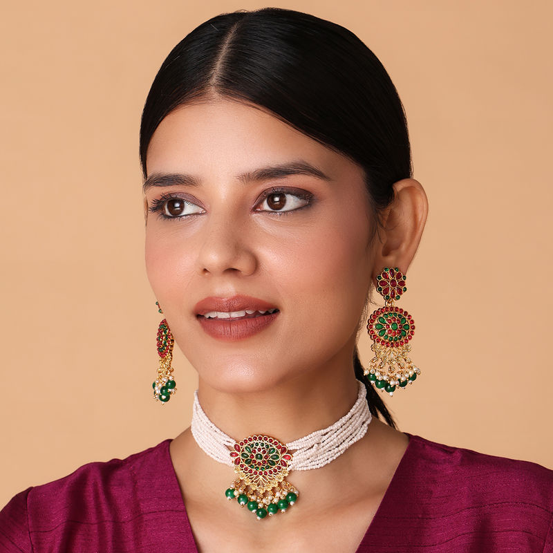 Buy Azai by Nykaa Fashion Pearl Sequined Statement Choker Set with ... Buy Azai by Nykaa Fashion Pearl Sequined Statement Choker Set with ...