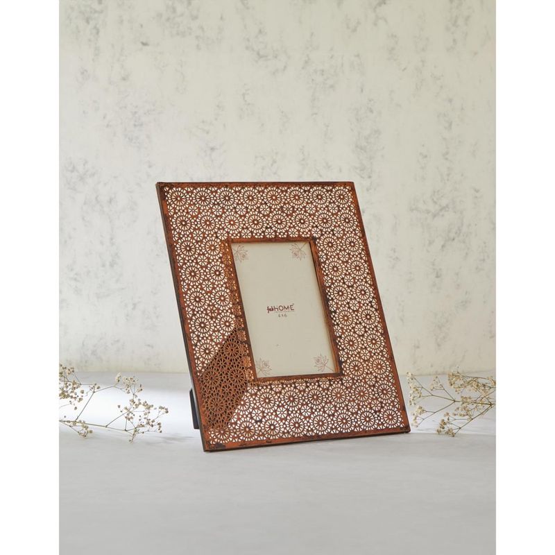 Buy Fabindia Bronze Metal Jali Rectangle Photo Frame (Size 4X6) Online