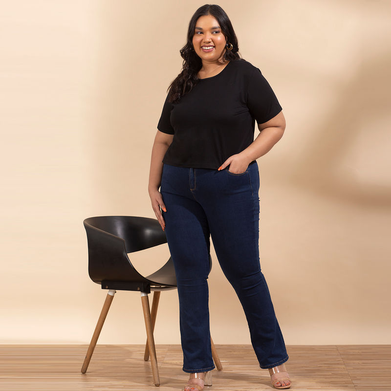 Buy Twenty Dresses by Nykaa Fashion Curve Black Recreate Trend In Basics Tshirt Online