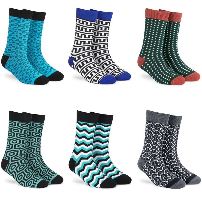 Buy Dynamocks Men & Women Crew Length Socks, Pack Of 6 Pairs - Multi ...