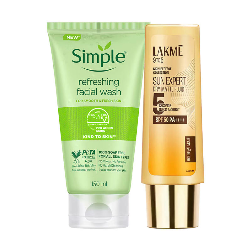 Buy Simple Refreshing Facewash Mild Face Wash + Lakme Sun Expert Dry ...