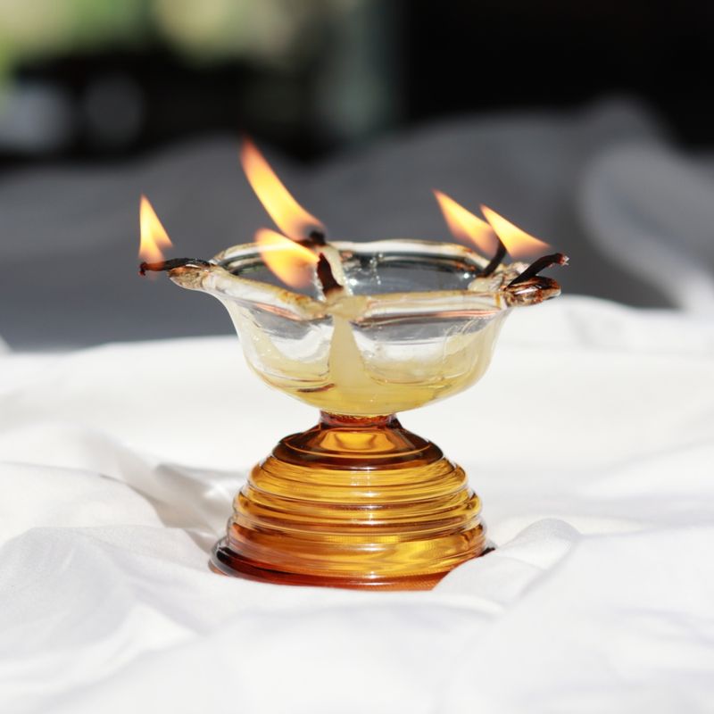 Buy Muun Home Short Glass Diya Amber Online