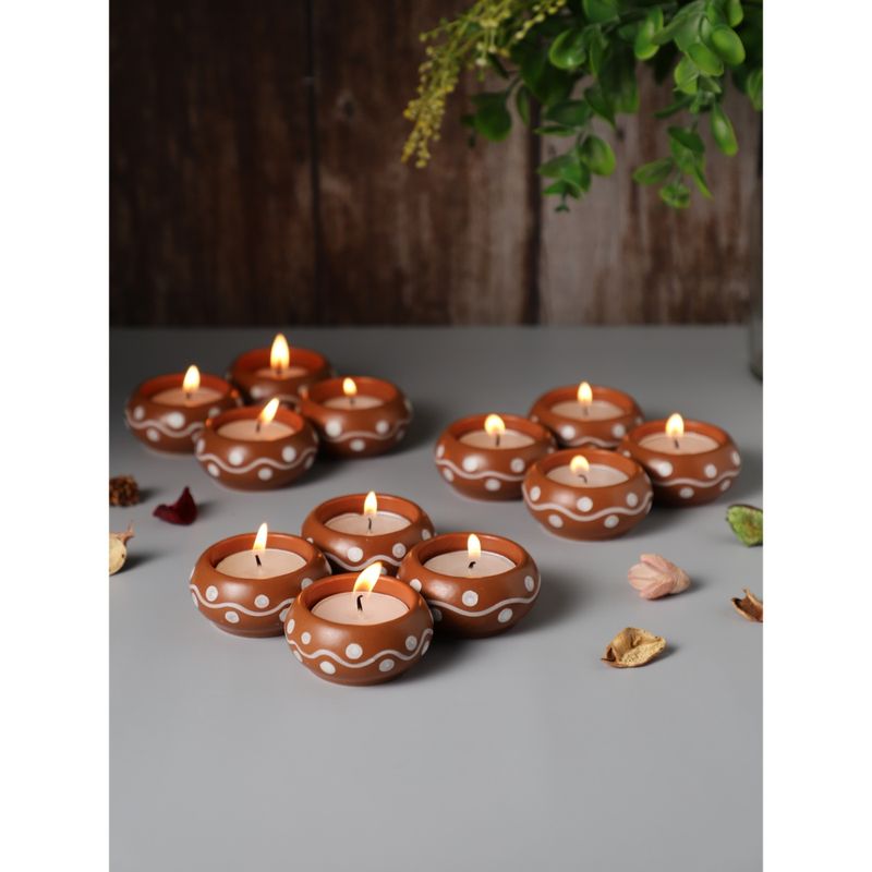 Buy VarEesha Hand Painted Traditional Ceramic Tea Light Holders Set Of ...