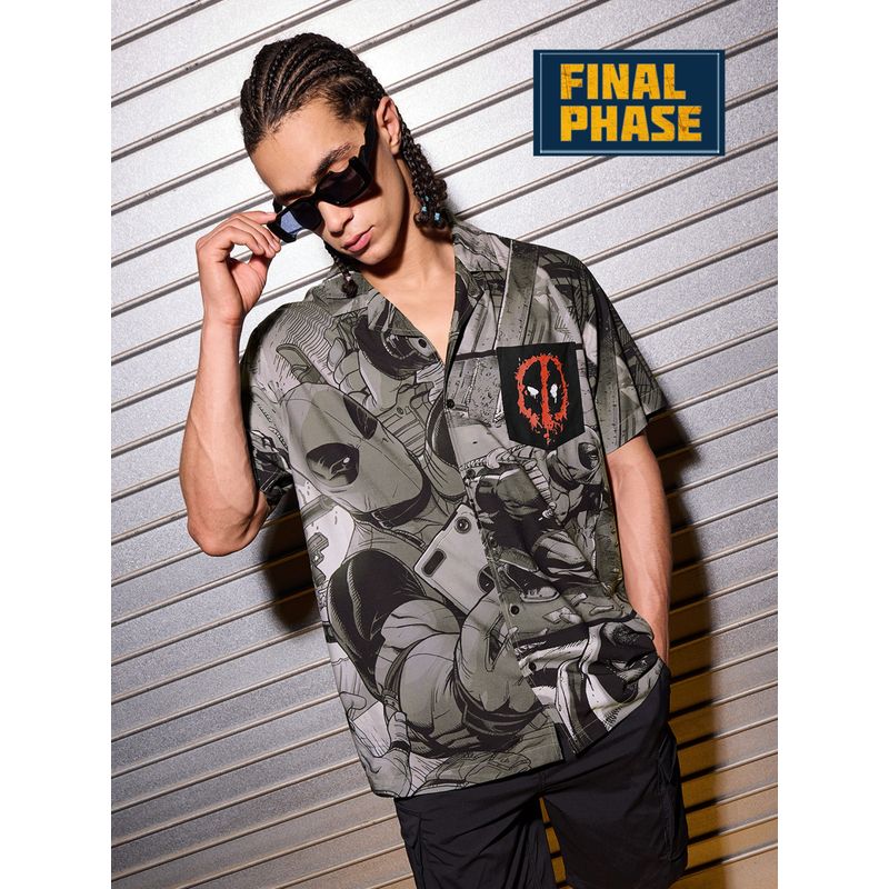 Buy The Souled Store Official Deadpool Monochrome Holiday Shirt Online