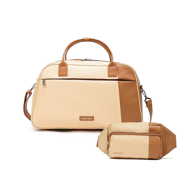 Buy Assembly Duffel Bag For Travel with a Fanny Pack Combo- Beige (L ...