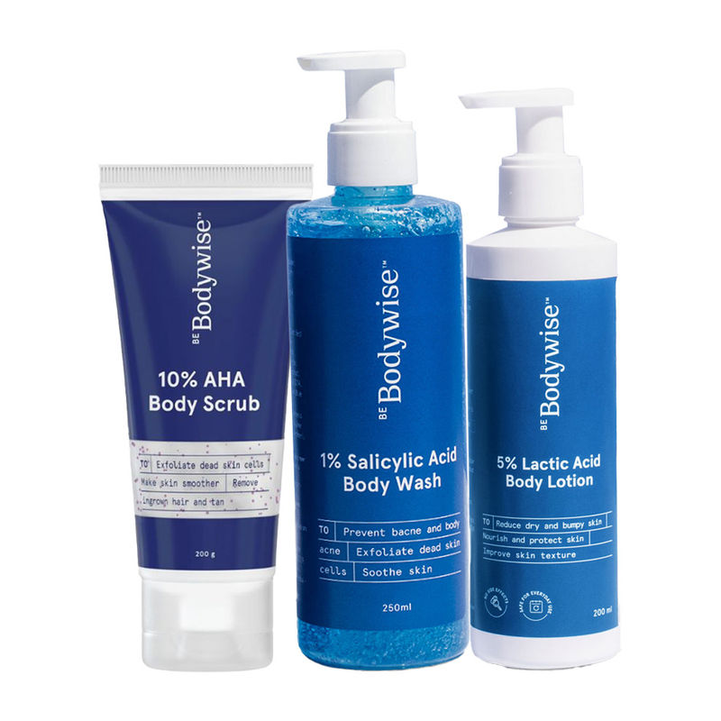 Be Bodywise Bath Kit - 10% AHA Body Scrub + 5% Lactic Acid Body Lotion ...