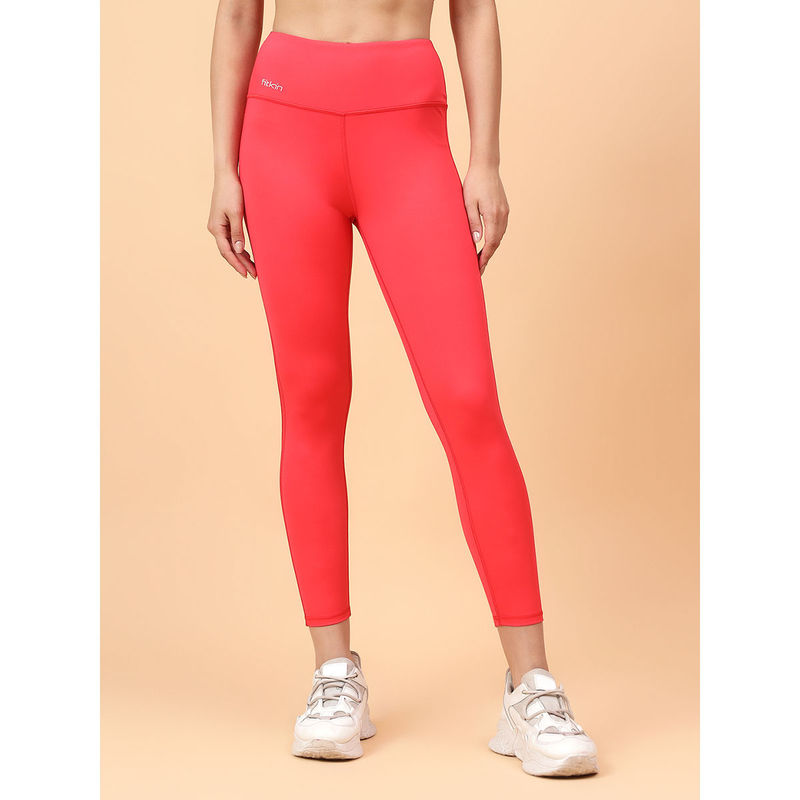 Buy Fitkin Women's Red Side Mesh Design Tights Online