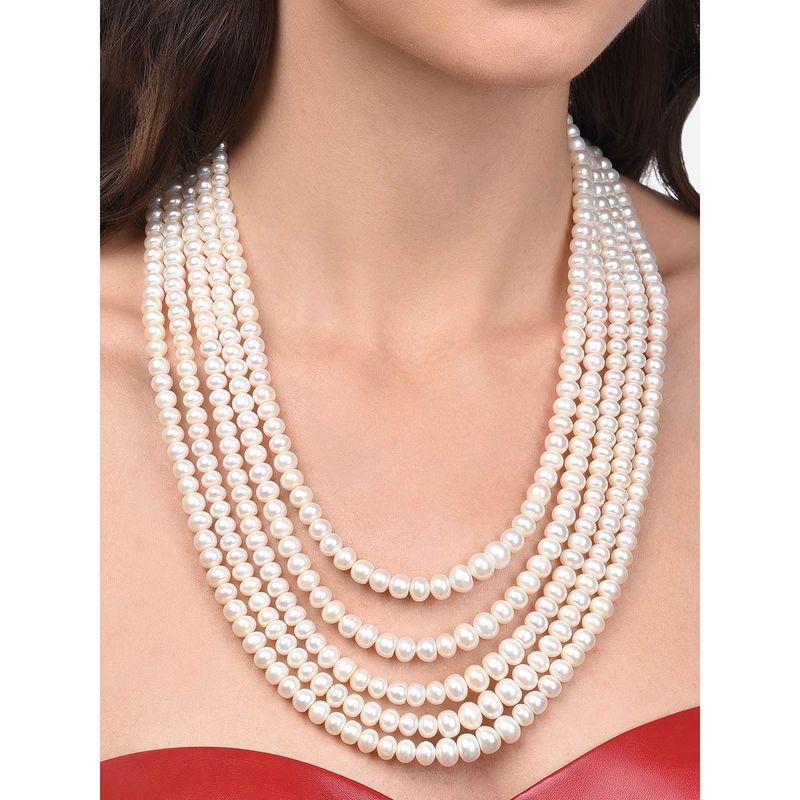 Buy Zaveri Pearls White Natural Freshwater 5-10 mm Graduation Button ...