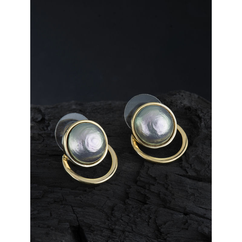 Buy E2O Fancy Silver Design Gold Stud Earring Online