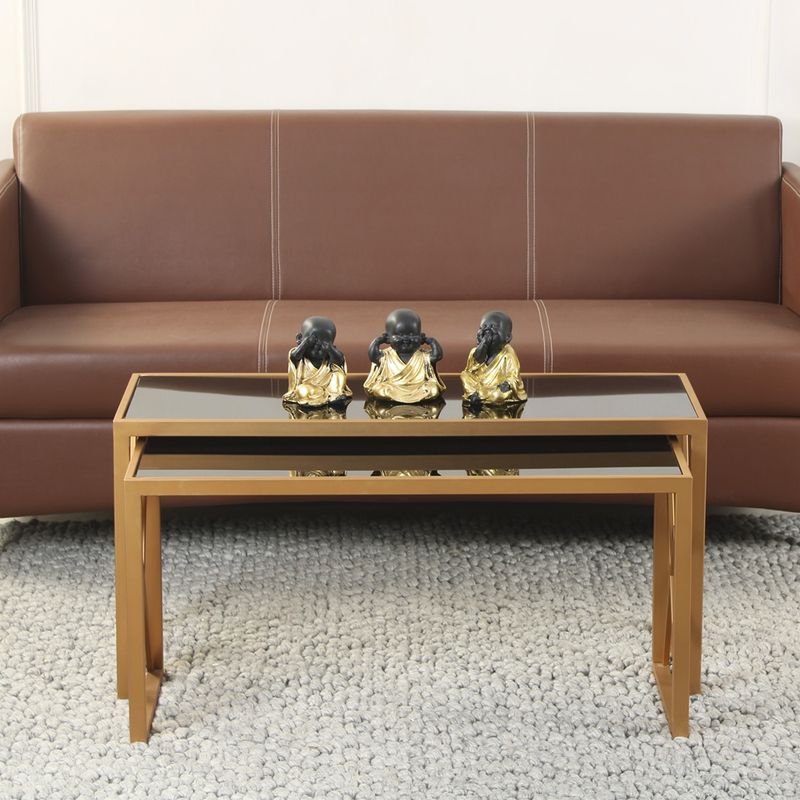 Buy Claymint Valentino Black Glass Nesting Coffee Table in Dark Gold ...