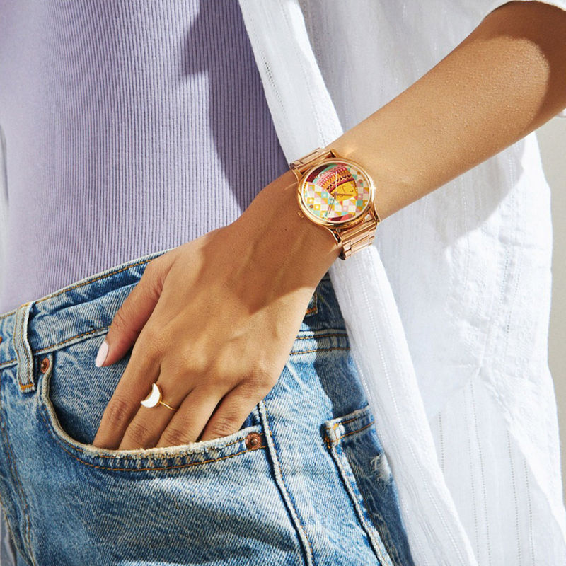 Buy Teal by CHUMBAK Carnival Cat Watch with Stainless Steel Link Strap ...