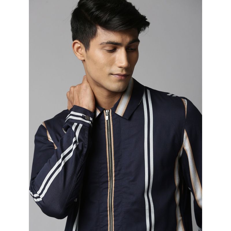 Buy RARE RABBIT Navy Blue Solid Jacket Online