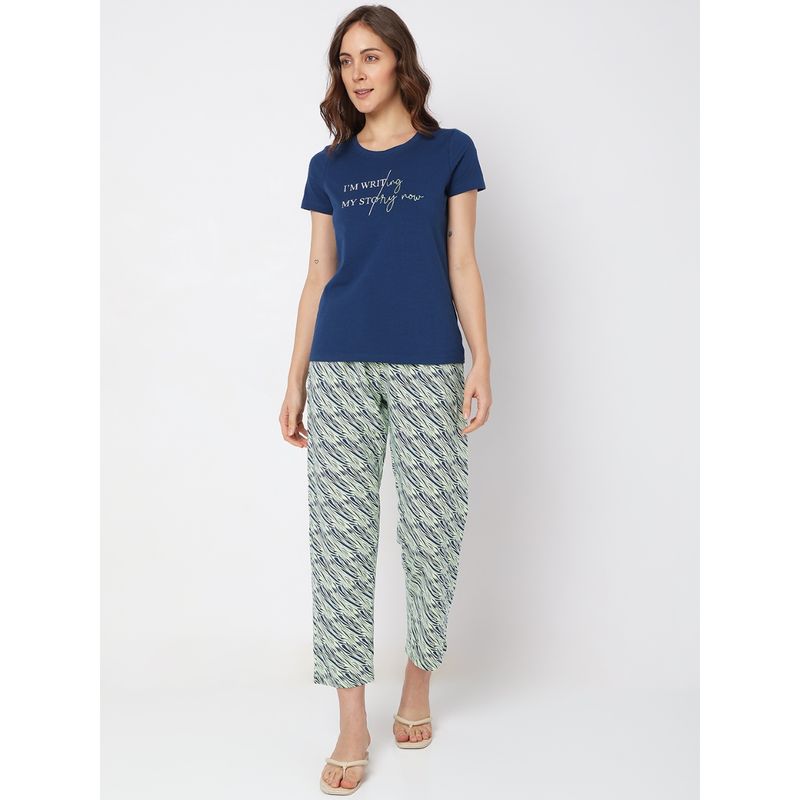 Buy Vero Moda Intimates Women Blue Sleepwear Set With 1 T-shirt & 1 ...