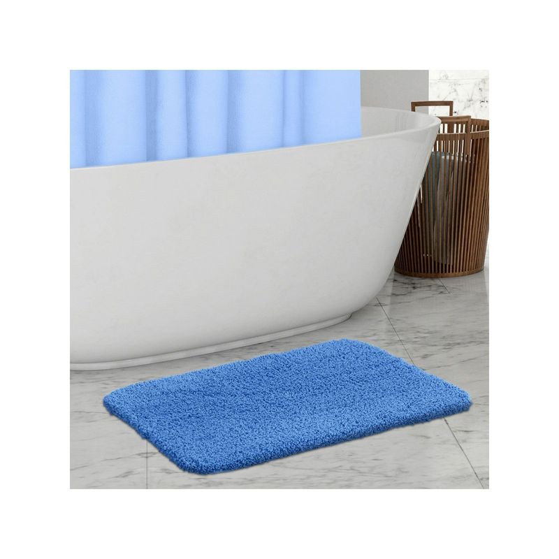 Buy OBSESSIONS Polyester Solid Bath Mat (L)60 X (W)40 cm Blue Online