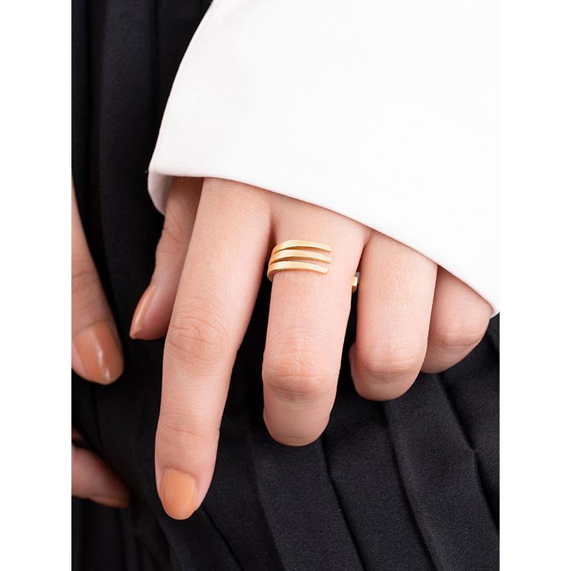 Buy Fablestreet Gold Abstract Adjustable Ring Online