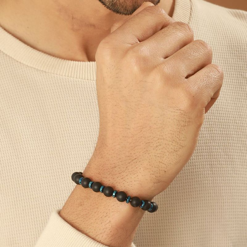 Buy Priyaasi Men Matte & Glossy Sphere Rings Bracelet Online