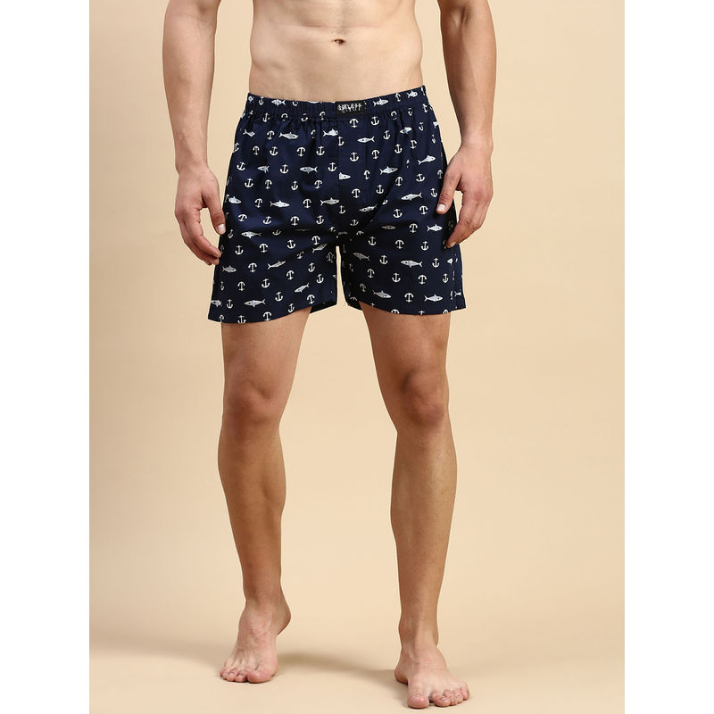 Buy SHOWOFF Mens Printed Navy Blue Slim Fit Boxers Online