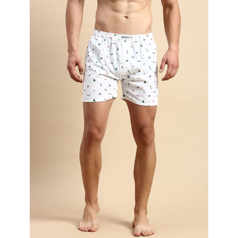 Buy SHOWOFF Mens Printed White Slim Fit Boxers Online