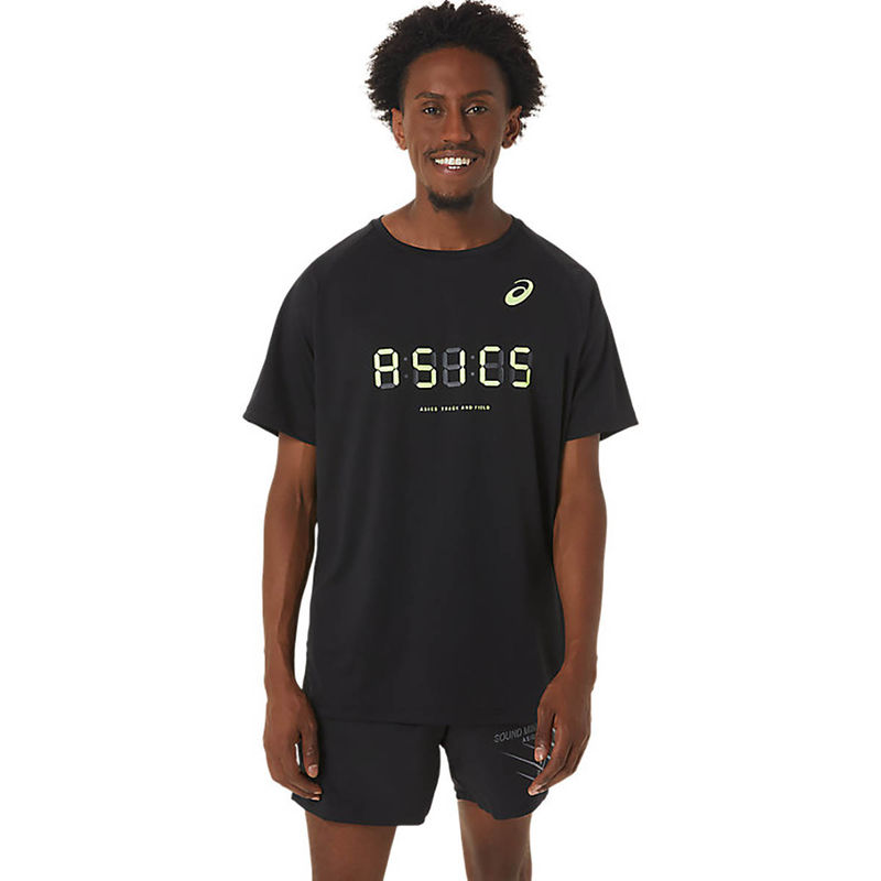 Buy ASICS Digital Clock Graphic Ss Black Men's T-Shirt Online