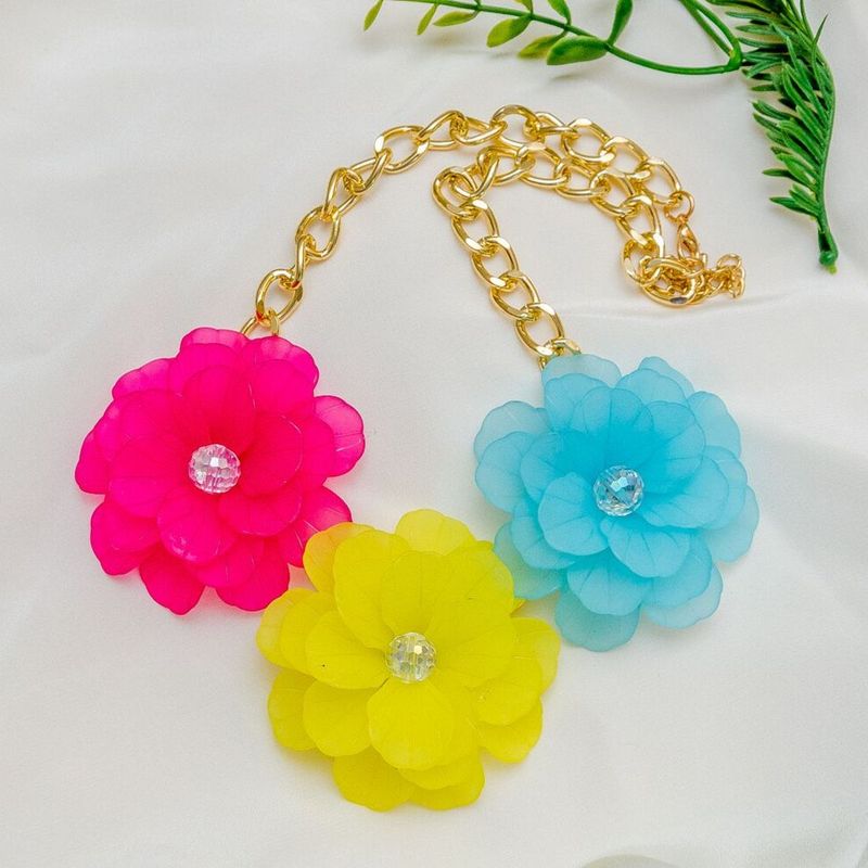 Buy PRITA Multicoloured Gold-Plated Floral Necklace Online