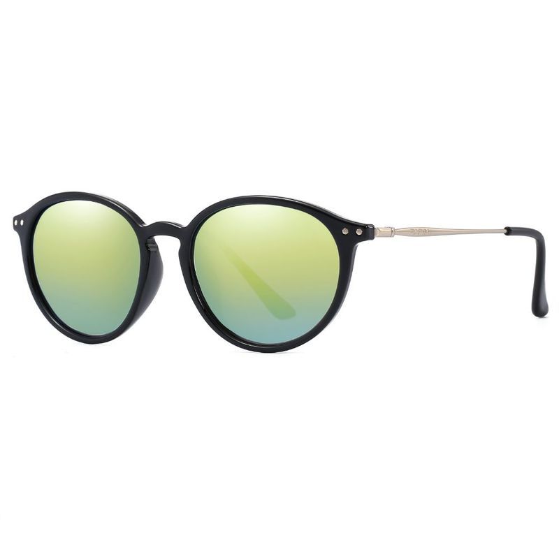 Buy PARIM Polarized Unisex Round Sunglasses Black::Golden Frame / Green ...