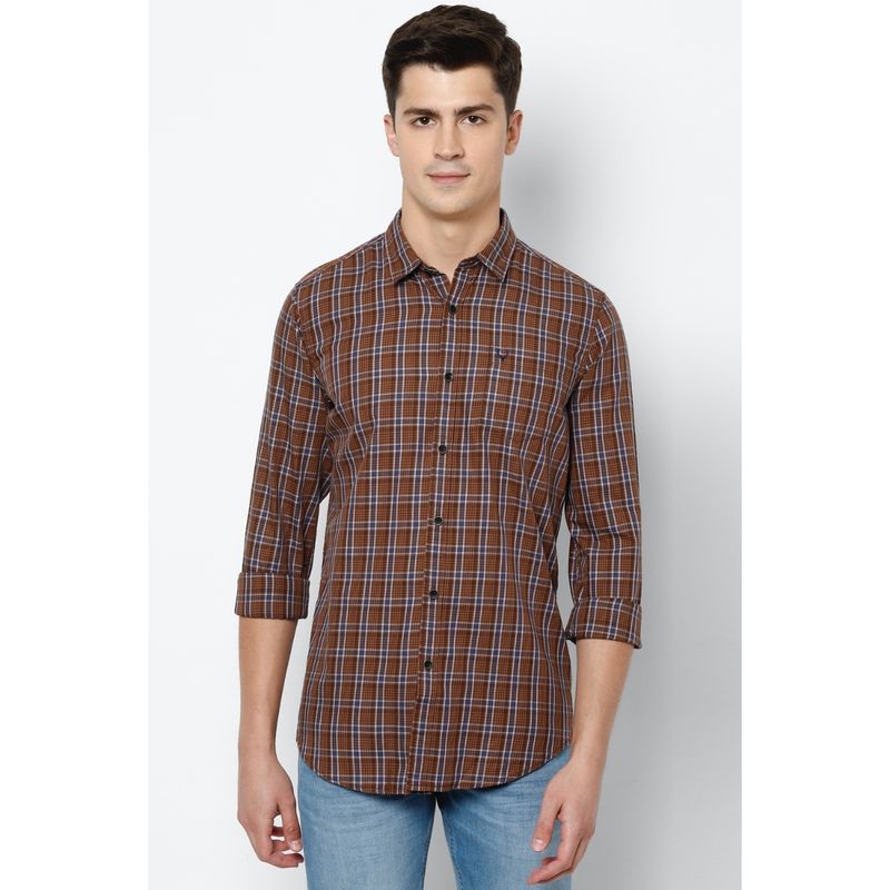 Buy Allen Solly Brown Checked Shirt For Men Online