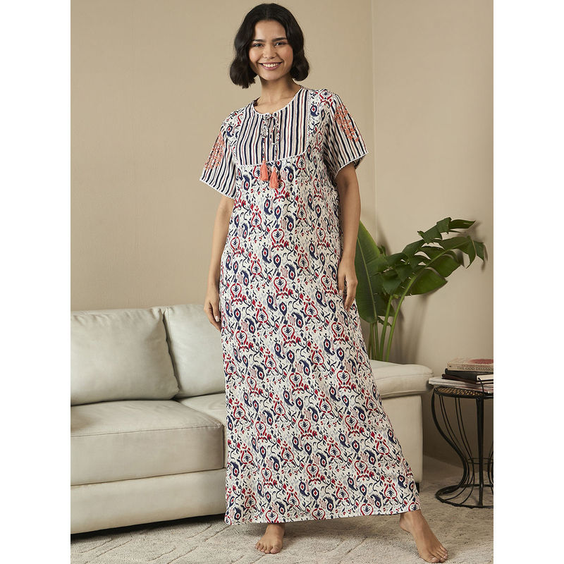 Buy July Nightwear Rayon Multi-Color Long Nighty For Women Online